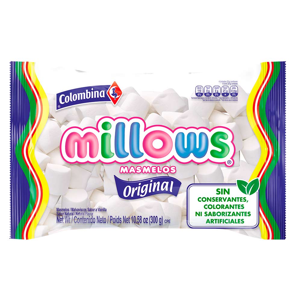 MASMELOS MILLOWS 300 GR BLANCO – Monteverde
